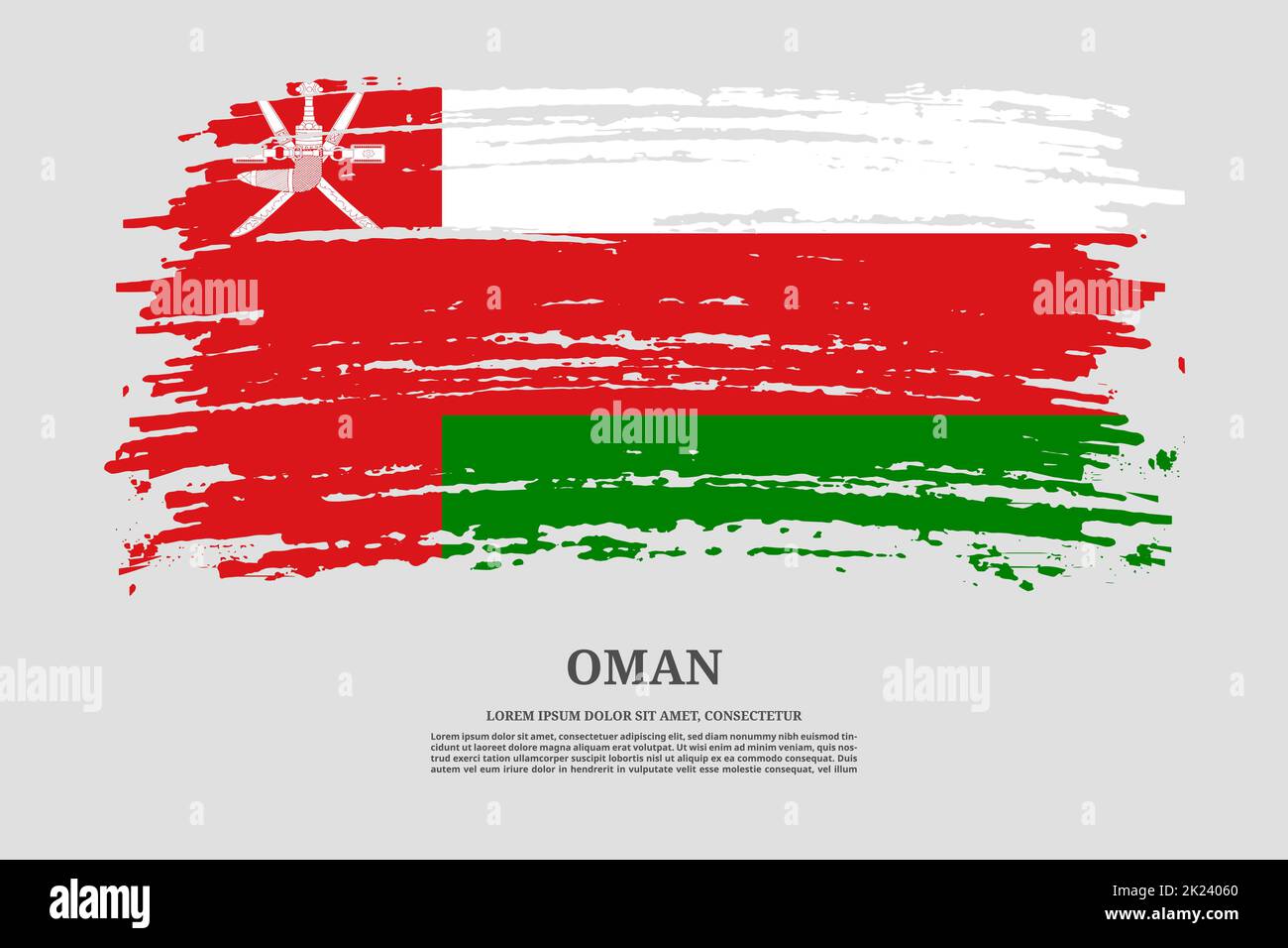 Oman flag with brush stroke effect and information text poster, vector ...