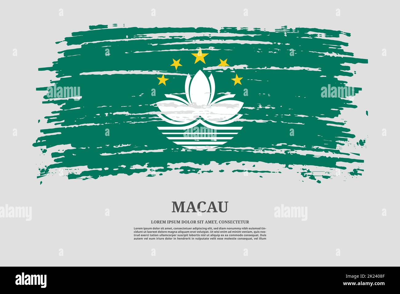 Macau flag with brush stroke effect and information text poster, vector ...