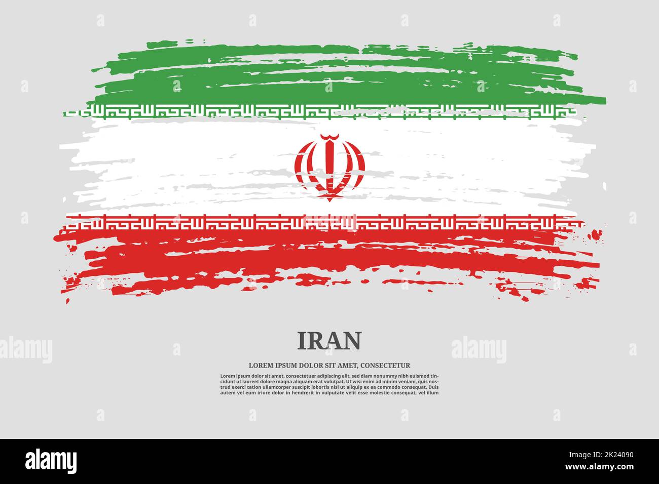 Iran flag with brush stroke effect and information text poster, vector ...