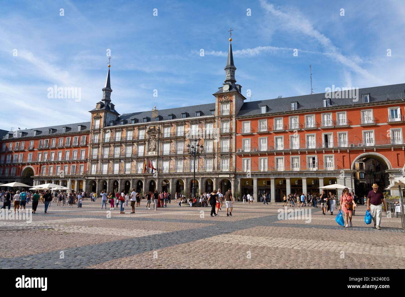 Madrid, Spain, September 2022. panoramic view of the Plaza Major in the ...