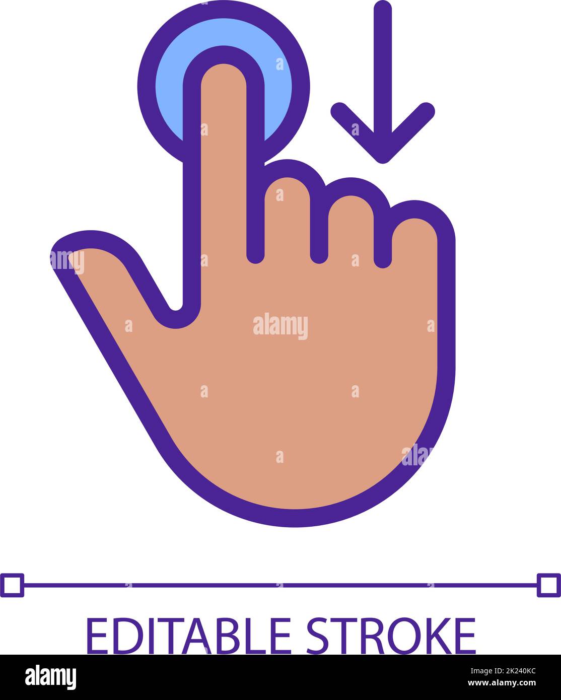 Move downwards gesture pixel perfect RGB color icon Stock Vector Image ...