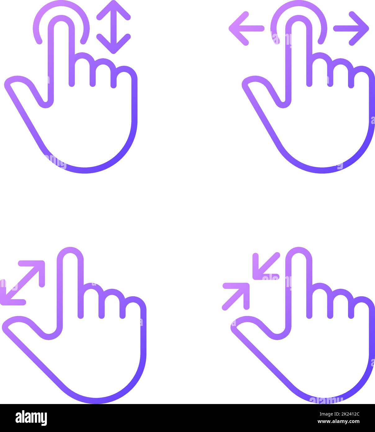 Scrolling and zooming gestures gradient linear vector icons set Stock ... Scrolling and zooming gestures gradient linear vector icons set Stock ...