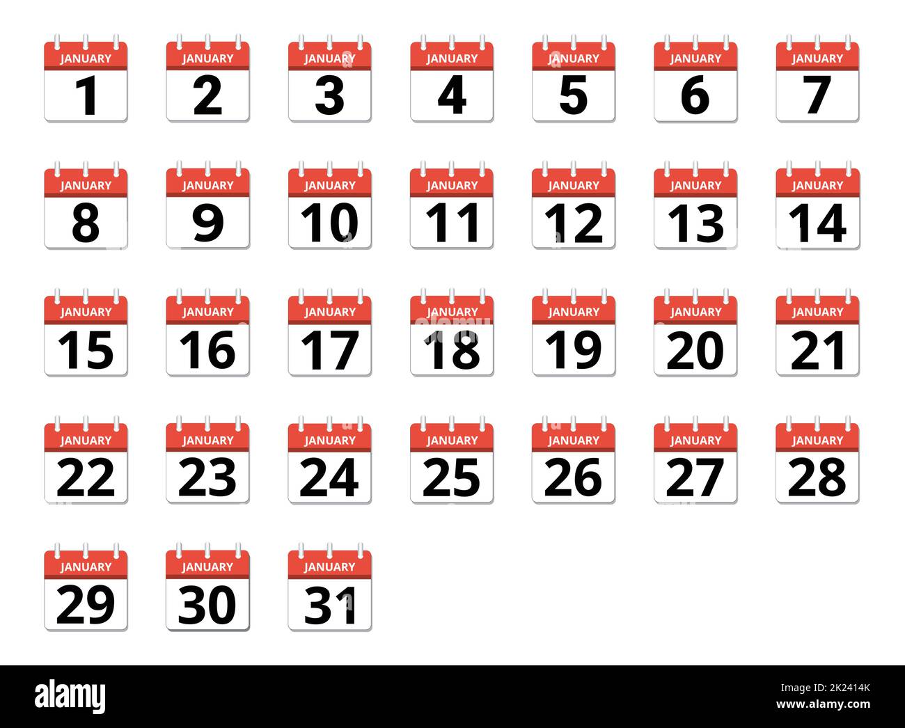 January month calendar set, concept of schedule, business and tasks ...