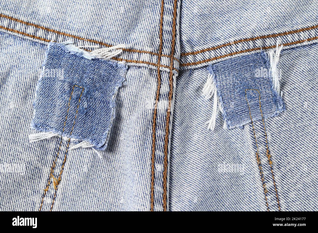 Denim repair Seam style on inside or back side, jeans patchwork texture ...