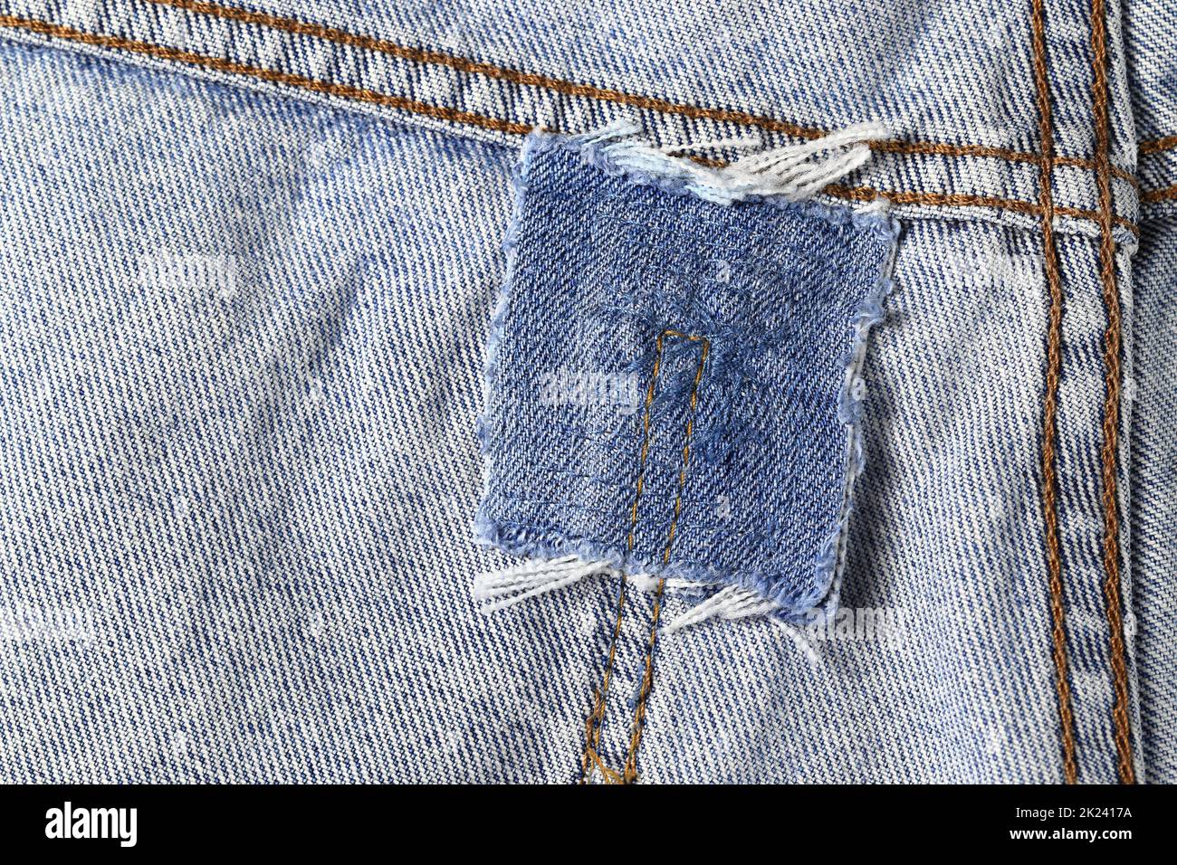 Denim repair Seam style on inside or back side, jeans patchwork texture ...