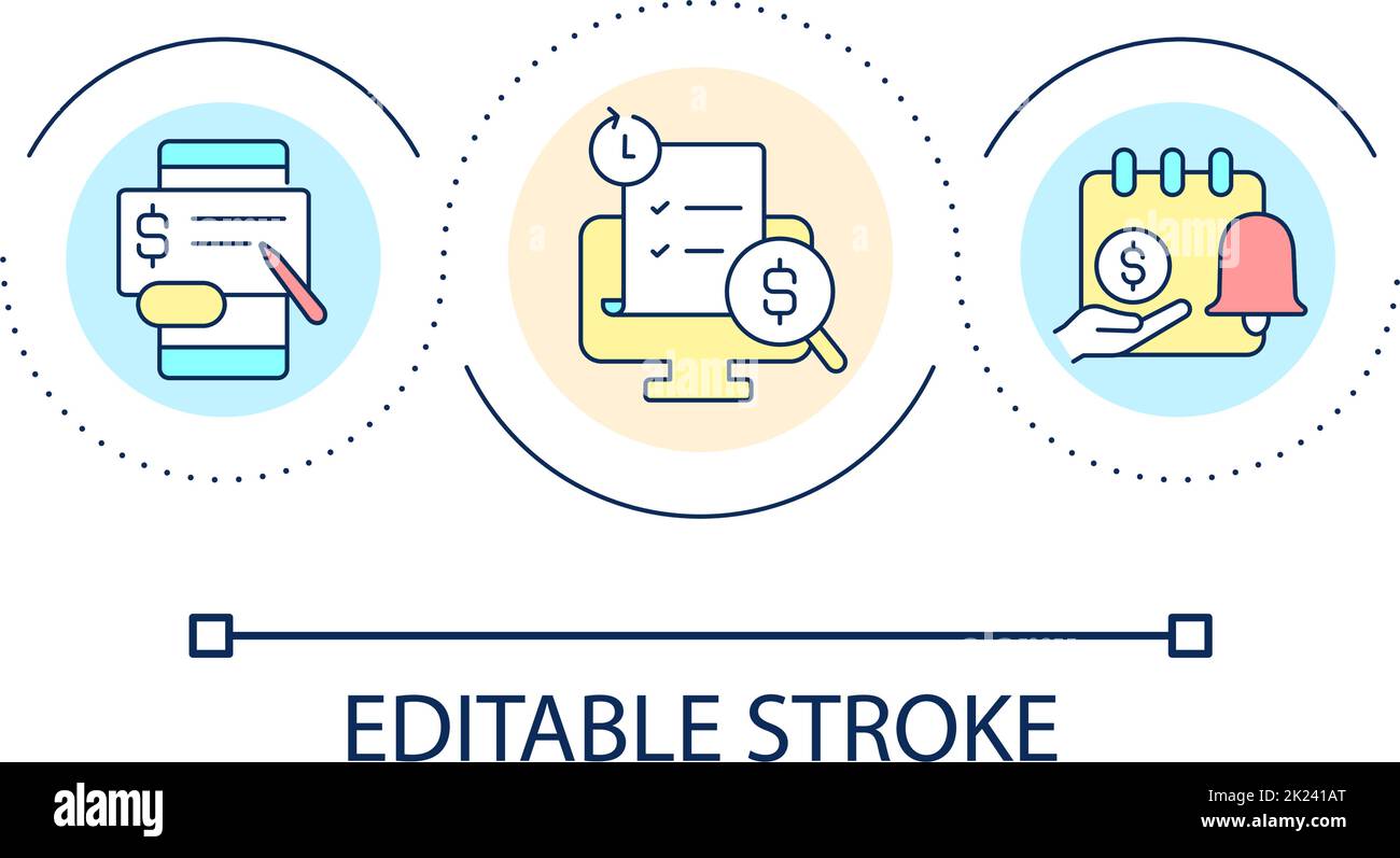 Configure notifications for payment schedules loop concept icon Stock ...