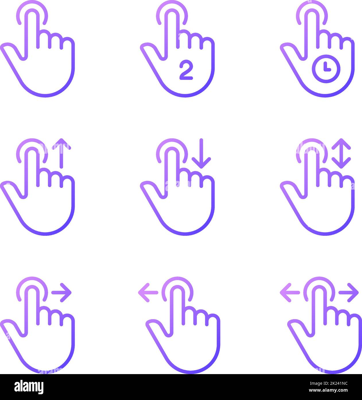 Touchscreen control gradient linear vector icons set Stock Vector Image & Art - Alamy