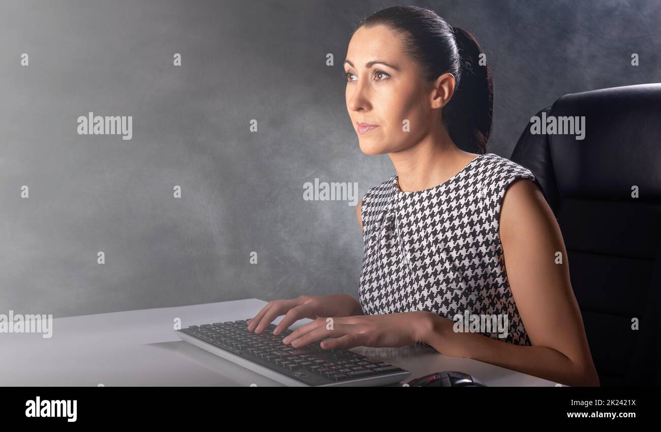 Person computer dark room hi-res stock photography and images - Alamy