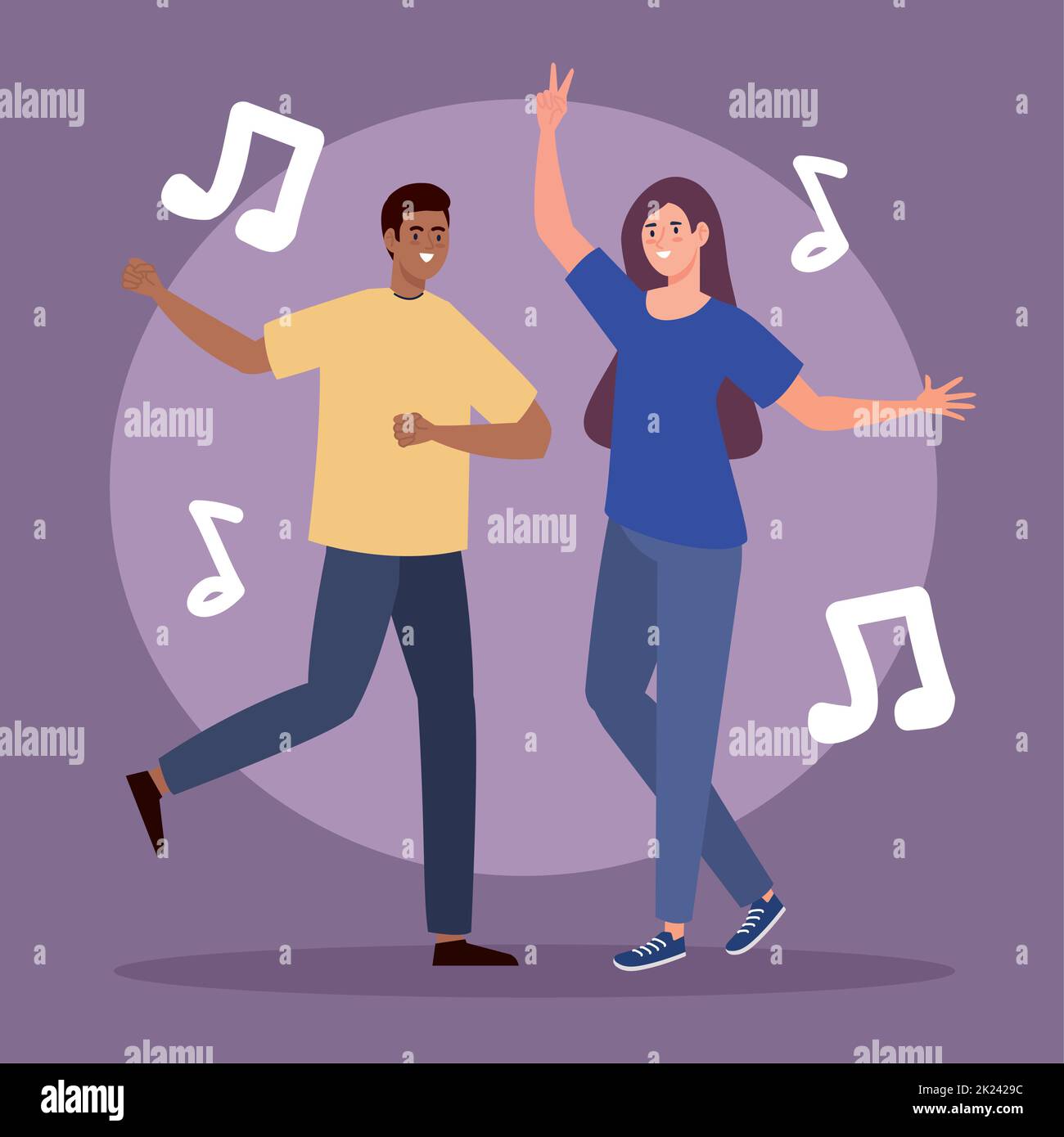 interracial couple dancing and music notes Stock Vector Image & Art - Alamy