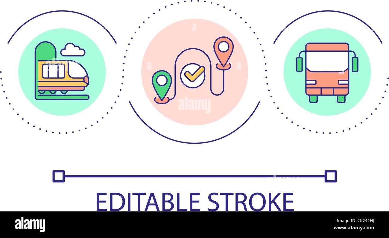 Easy travelling by public transport loop concept icon Stock Vector ...