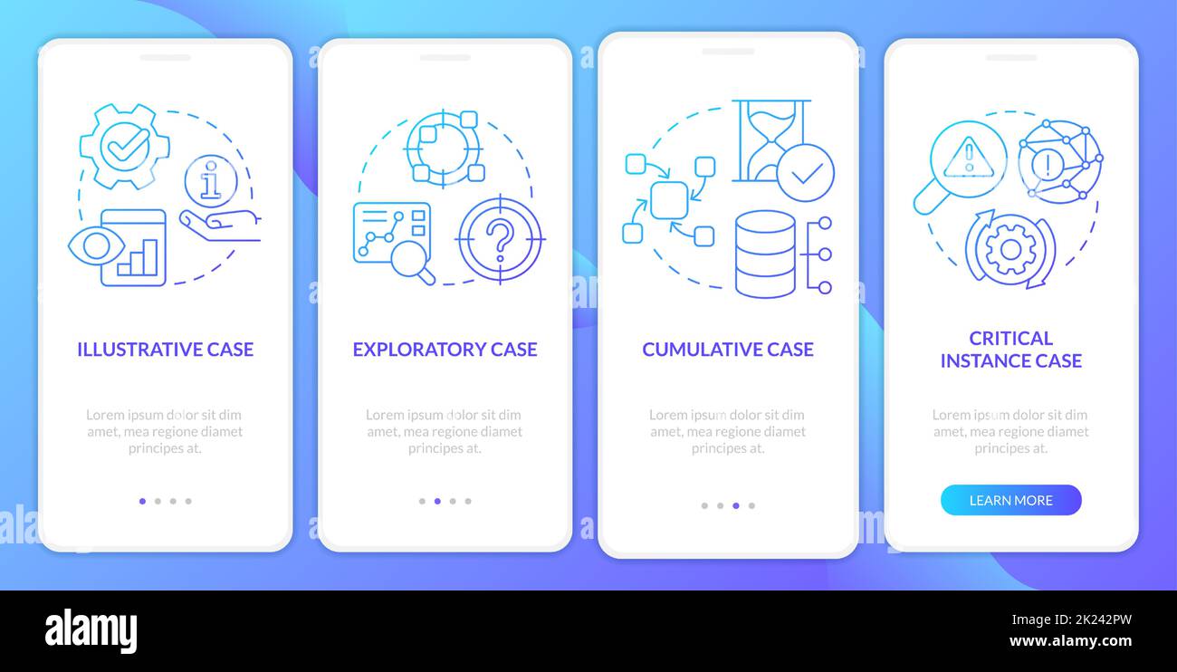 Types of case study blue gradient onboarding mobile app screen Stock Vector Image & Art - Alamy
