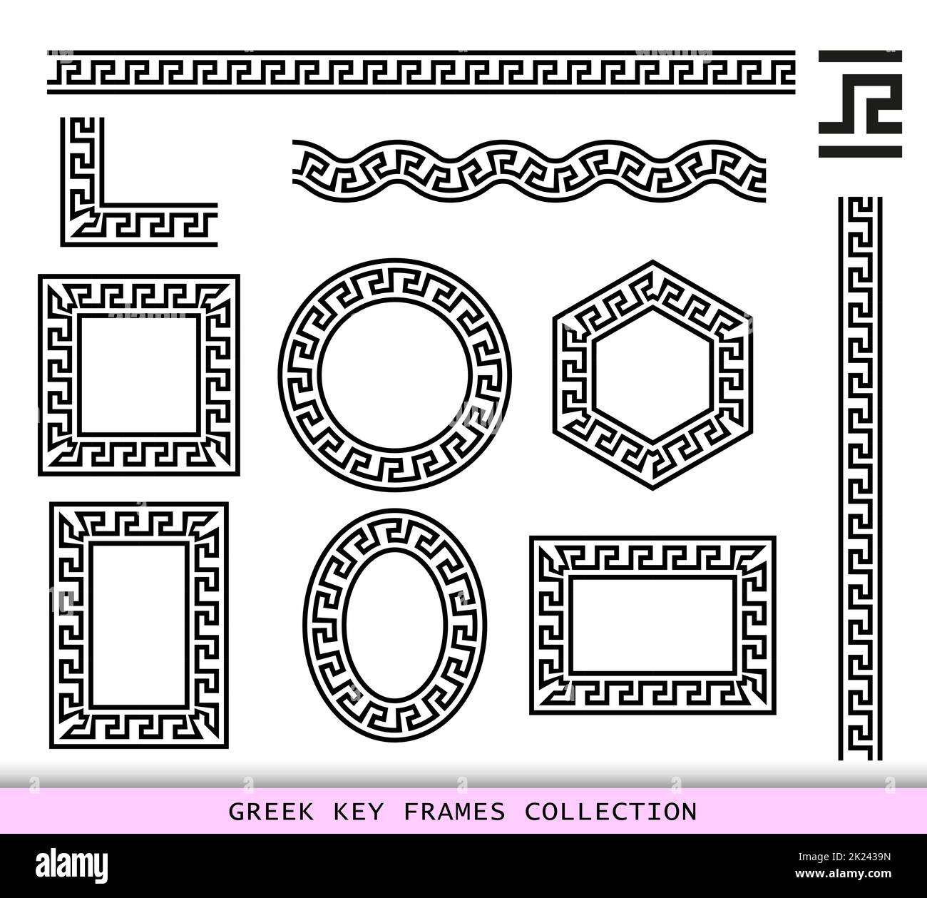 Ancient Greek black frames patterns collection, set of antique borders ...