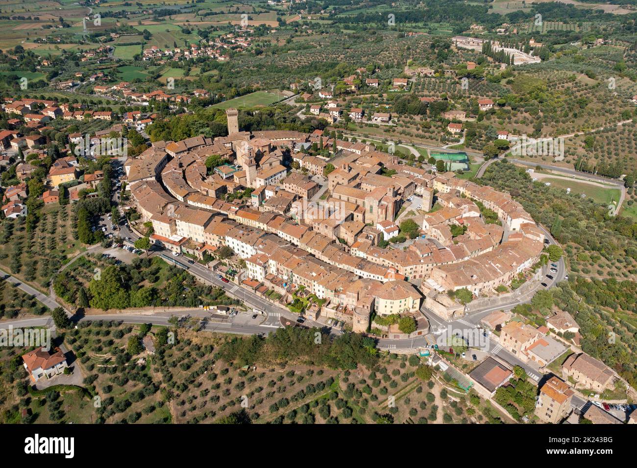 transverse aerial view of the town of lucignano in tuscany Stock Photo ...