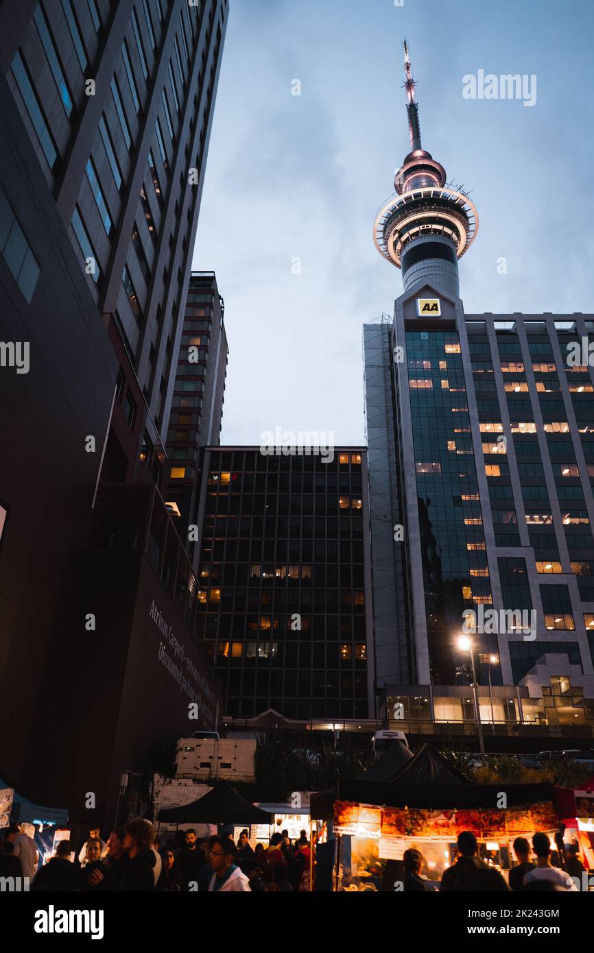 auckland market with sky tower Stock Photo - Alamy