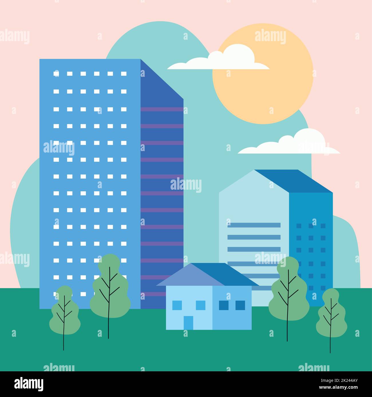 buildings and pines day Stock Vector Image & Art - Alamy