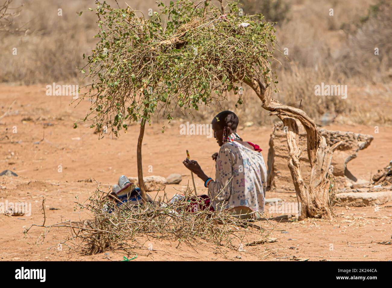 Kenya, countryside - October 28, 2017: a man in traditional dress in ...