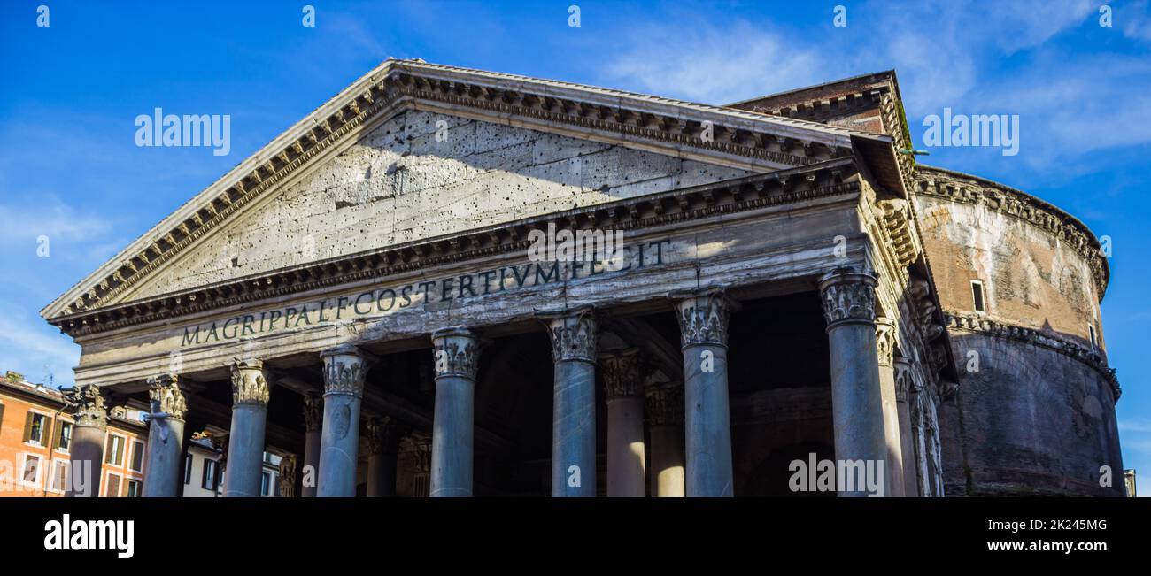 A picture of the upper section of the Pantheon, in Rome Stock Photo - Alamy