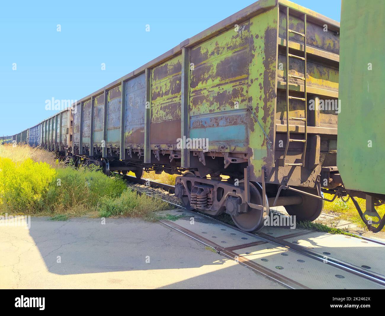 Vintage image of the freight train at summer Stock Photo - Alamy