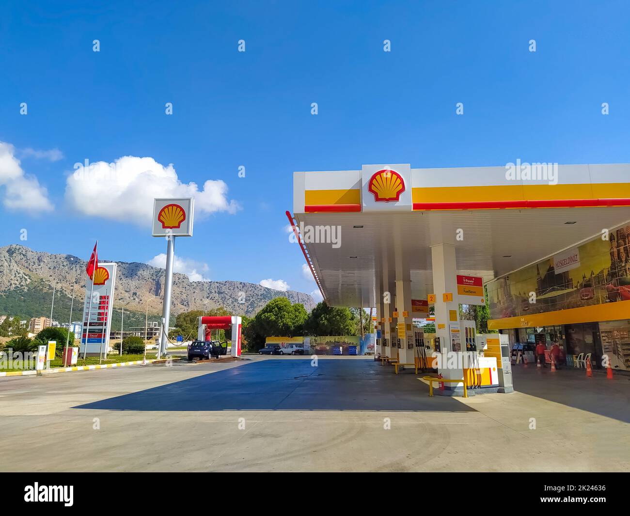 Antalya, Turkey - May 11, 2021: Shell gas station at sunny day at ...