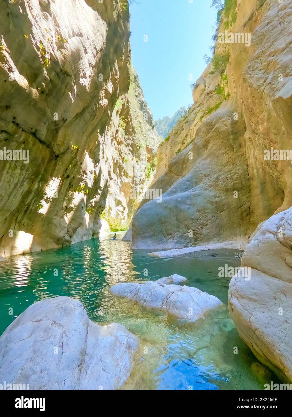 Trekking along the Lycian trail in the canyon of Harmony, near the town ...