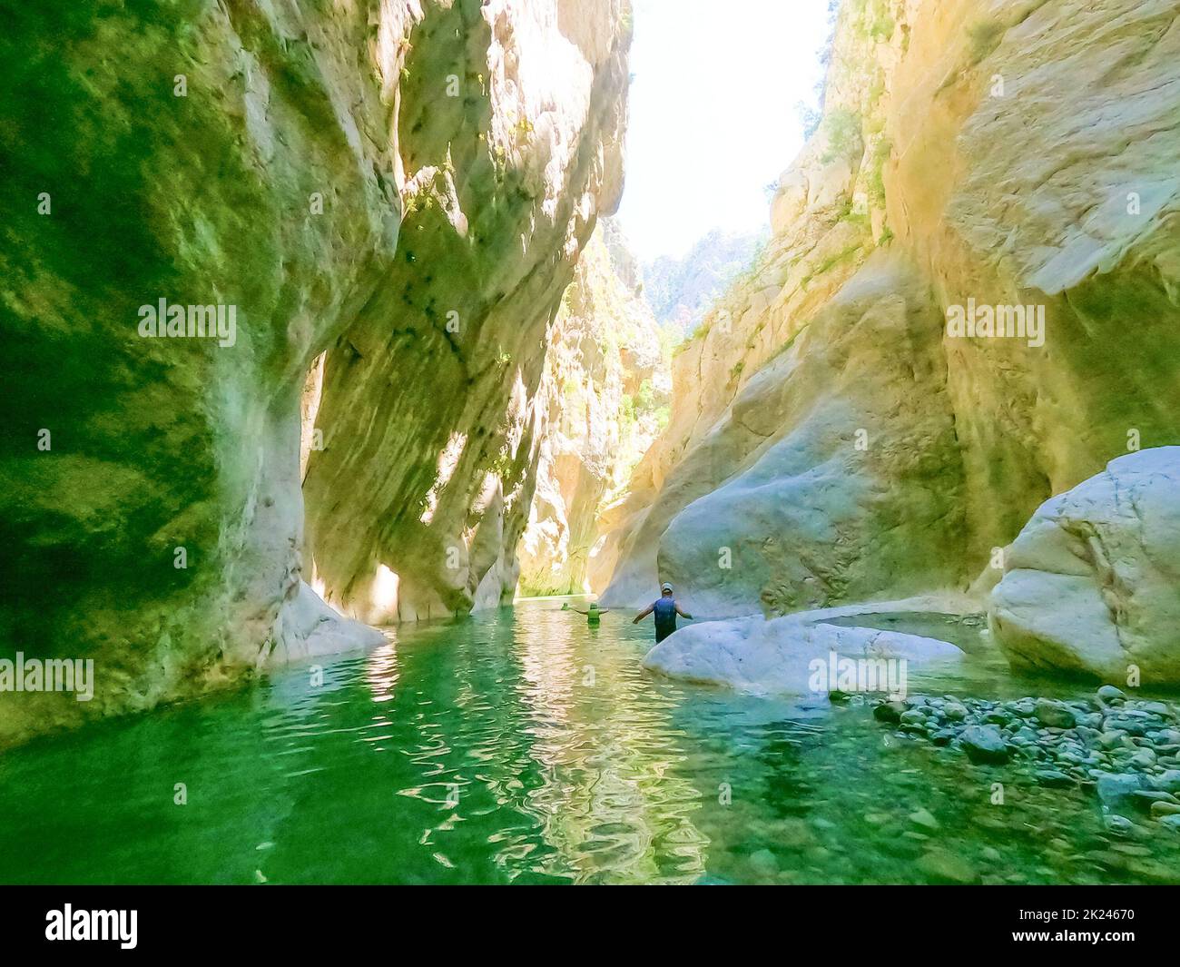 Trekking along the Lycian trail in the canyon of Harmony, near the town ...