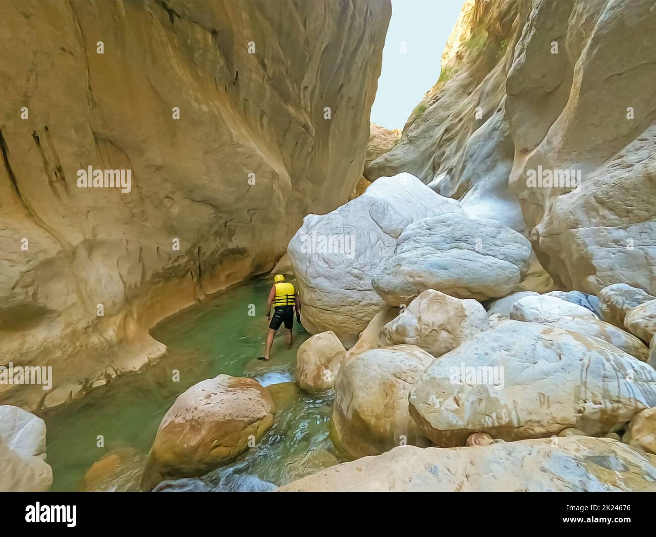 Trekking along the Lycian trail in the canyon of Harmony, near the town ...