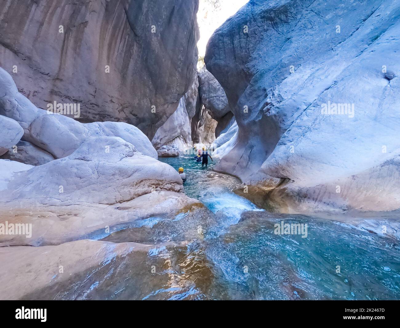 Trekking along the Lycian trail in the canyon of Harmony, near the town ...