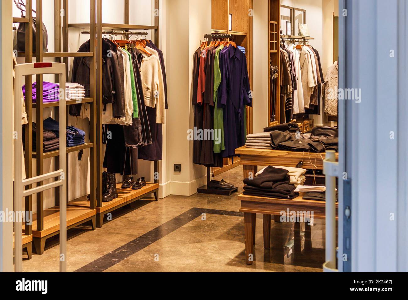 fashionable interior of a clothing store in a modern mall Stock Photo ...