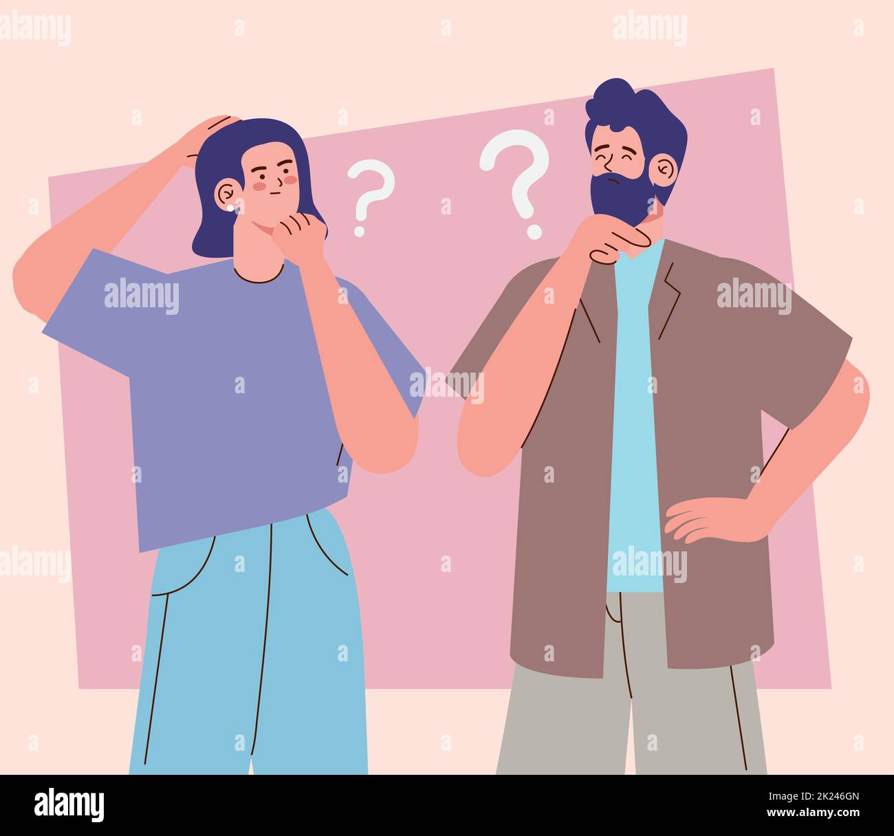 young couple with question marks Stock Vector Image & Art - Alamy