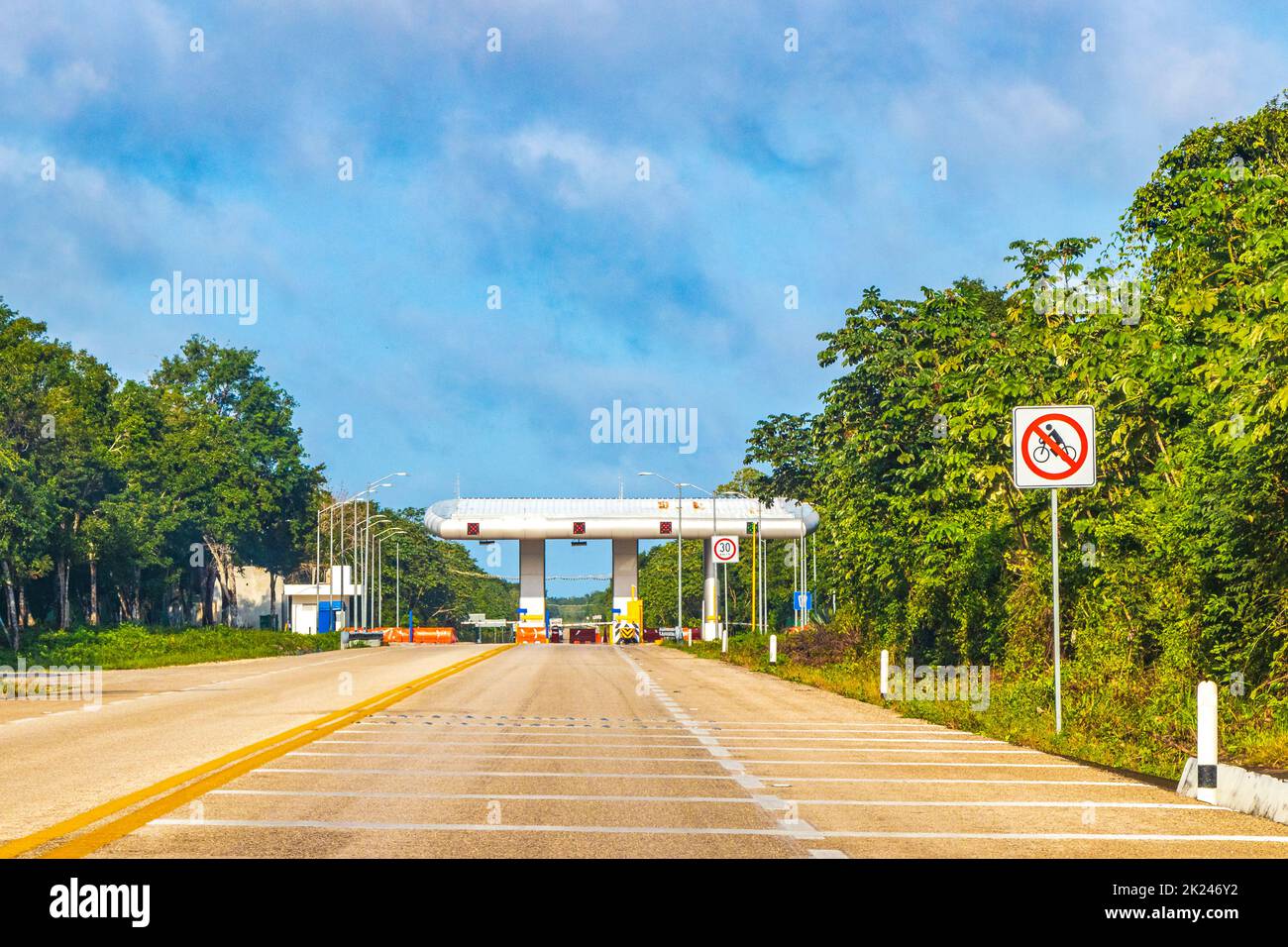 Driving on the highway in the jungle and tropical nature of Playa del ...