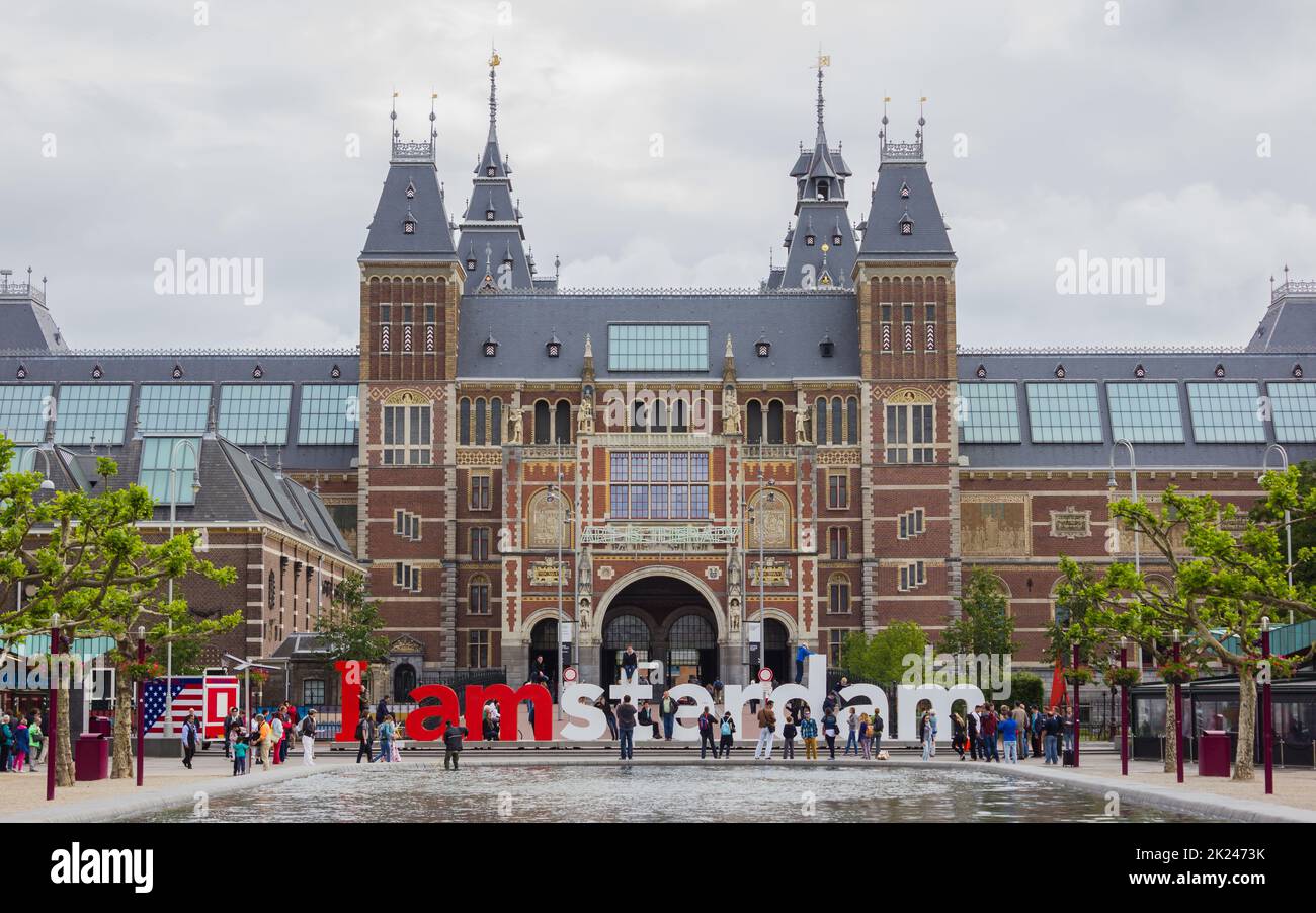 A picture of the (now removed) I amsterdam sign in front of the ...