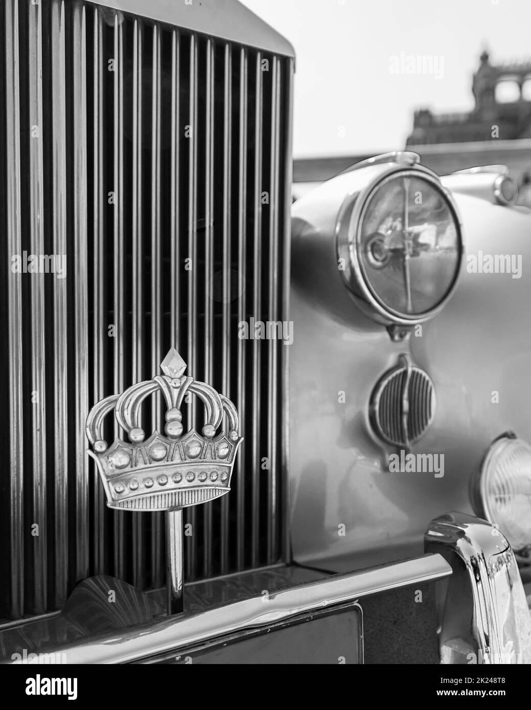 Cairo, Egypt- July 29 2020: 1945 Rolls Royce car with the Royal Crown ...