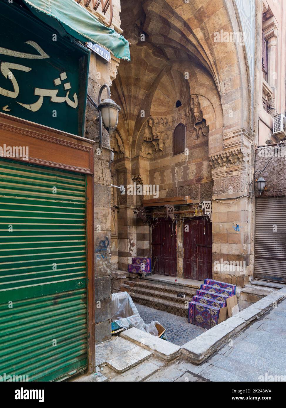 Cairo, Egypt- June 26 2020: Alleys of old historic Mamluk era Khan al ...