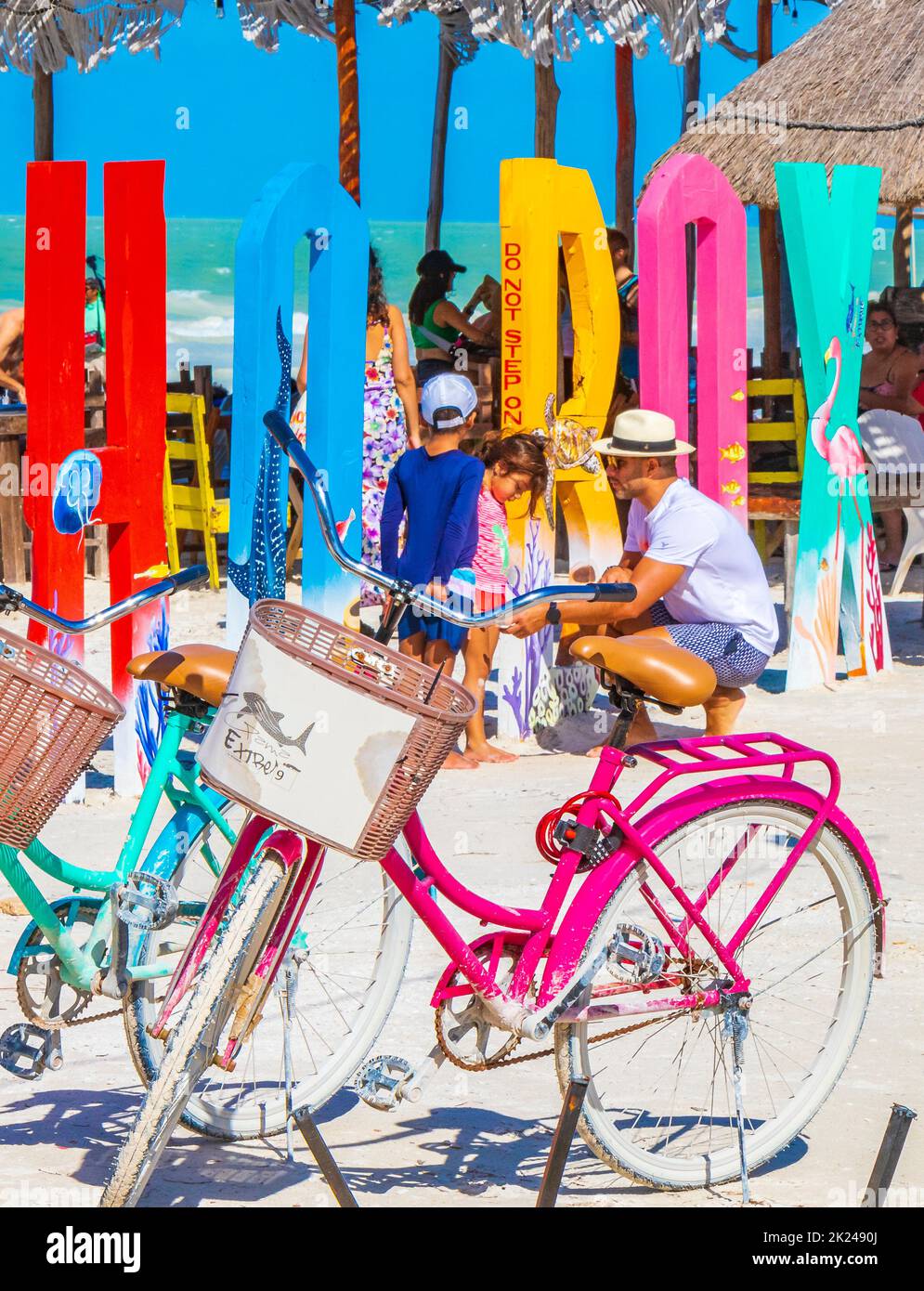 Holbox Mexico 21. December 2021 Colorful welcome letters and sign on ...
