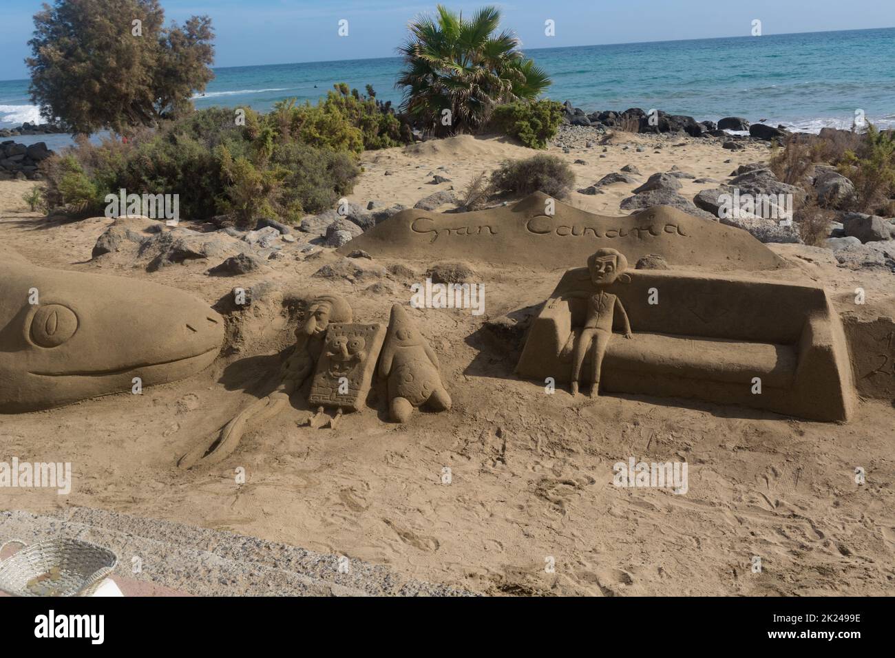 CRAN CANARIA, MELONERAS - 13. NOVEMBER 2019: Sand sculptures on the ...