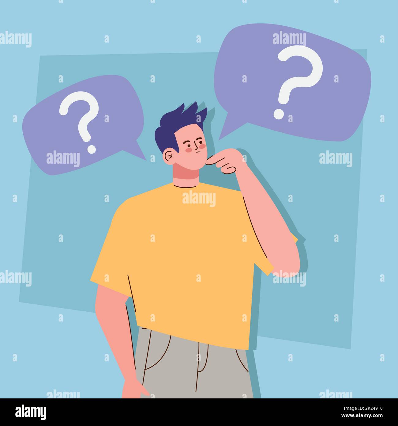man with question marks in bubbles Stock Vector Image & Art - Alamy