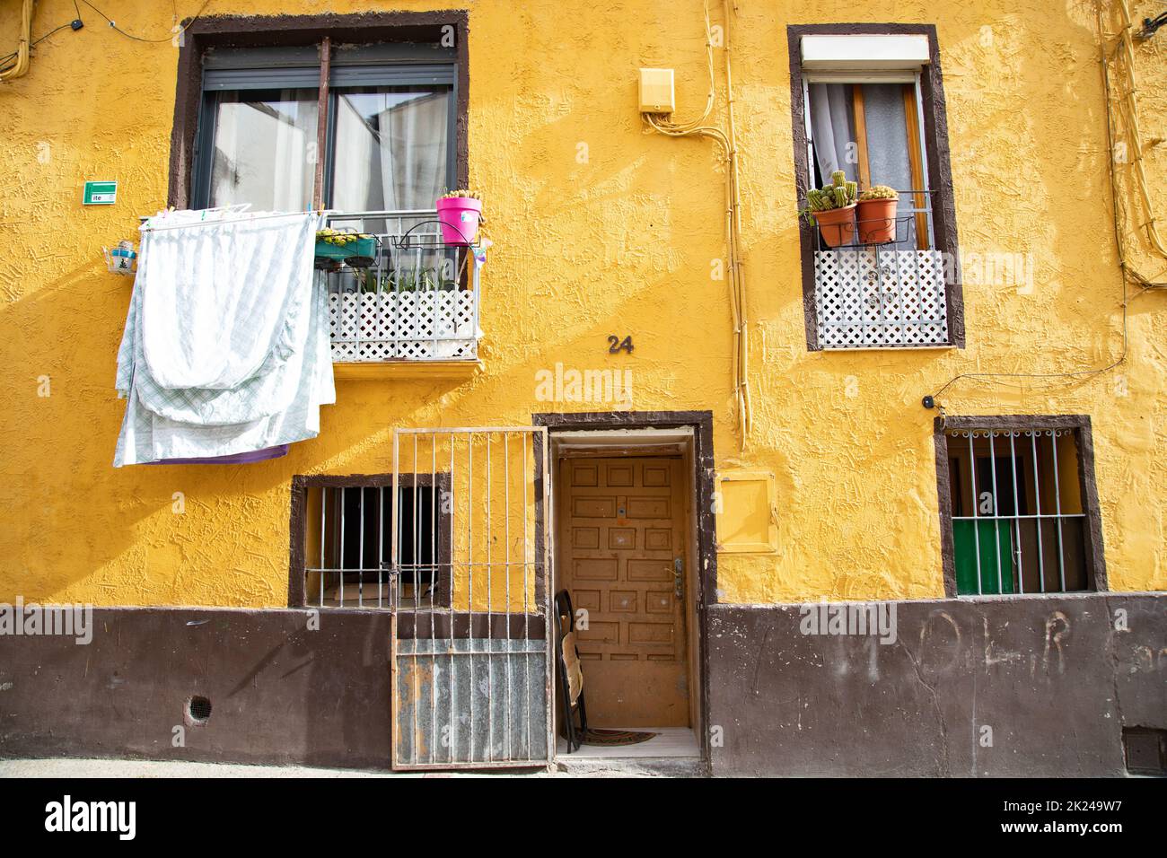 Detail of the old traditional houses and buildings of the historic ...