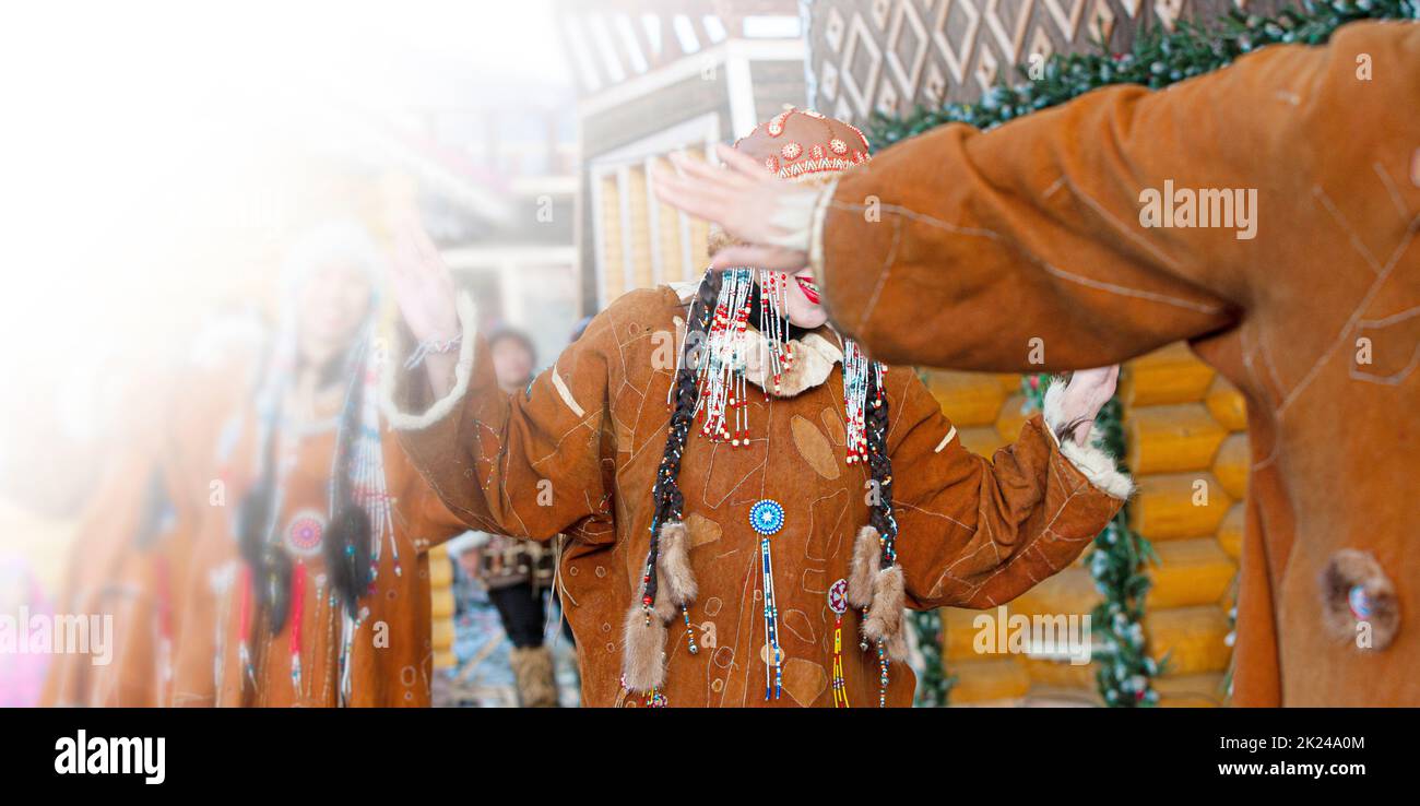 The Folk ensemble performance in dress of indigenous people of ...