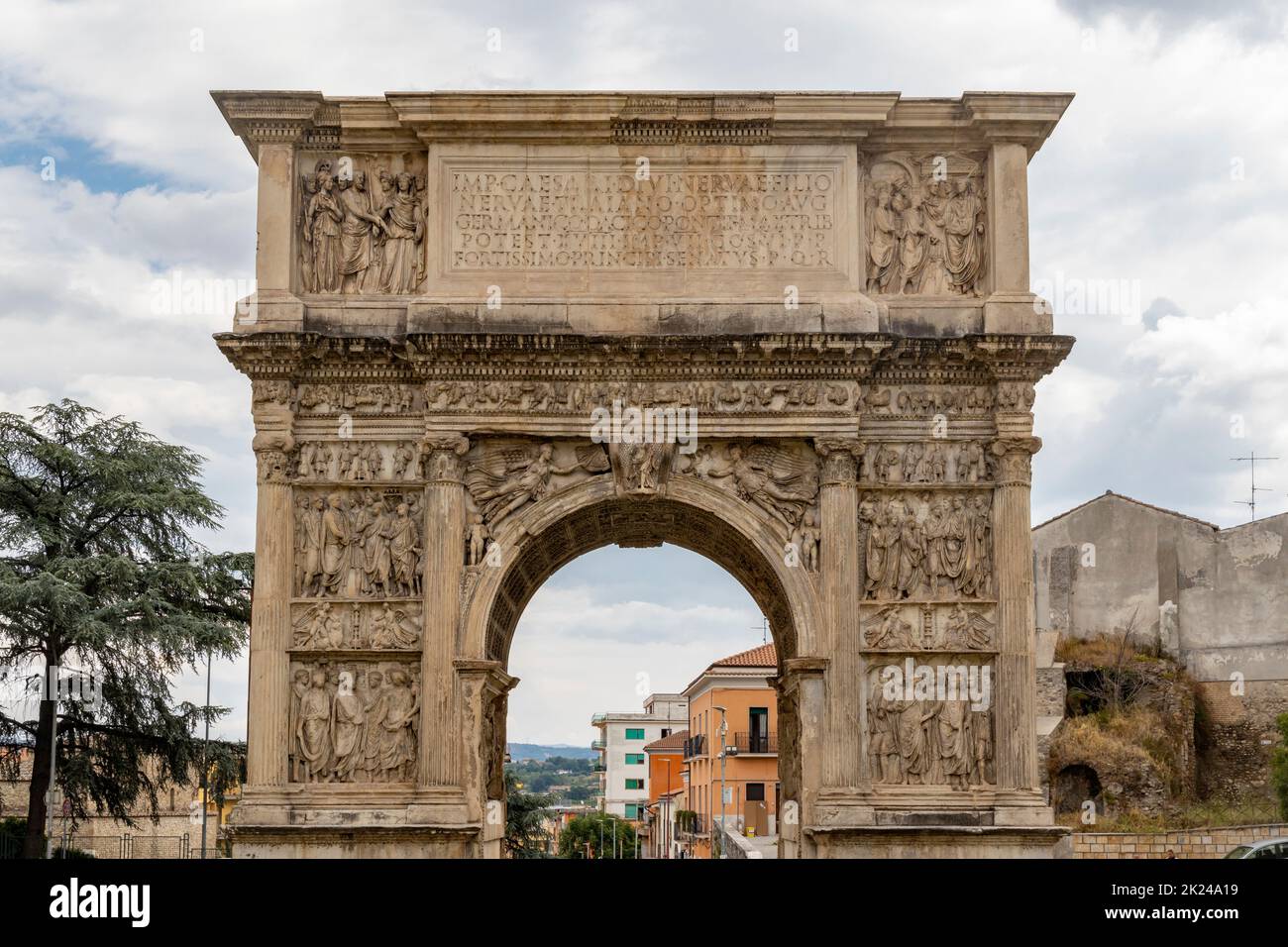 Arch of Trajan, ancient Roman triumphal arch, Benevento, Campania ...