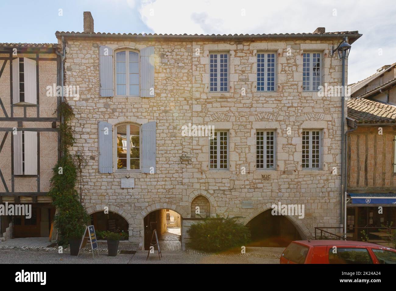 Monflanquin, France - October 17, 2021: architectural detail of typical ...
