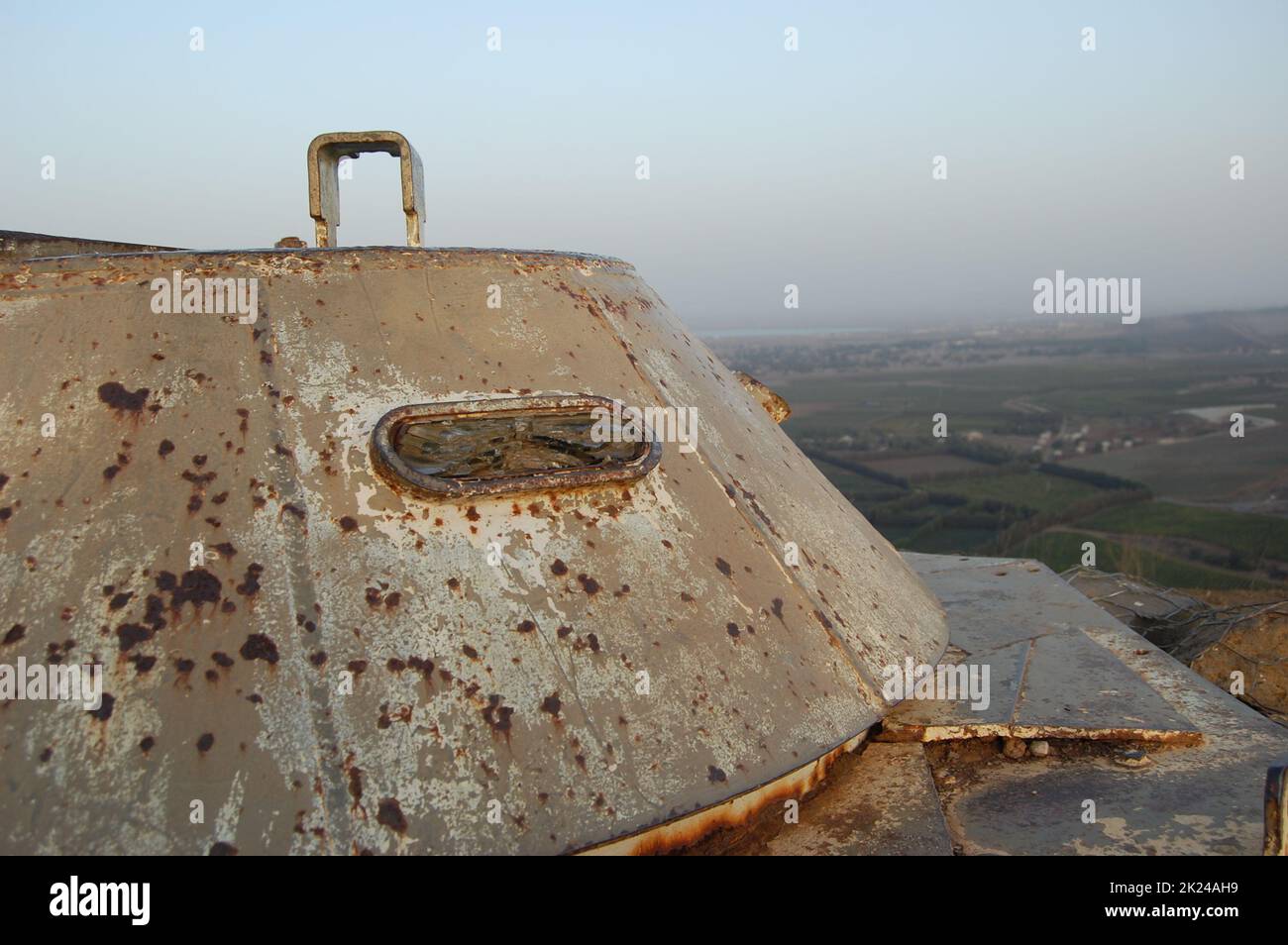 Military bunker access point on the border between Israel and Syria ...