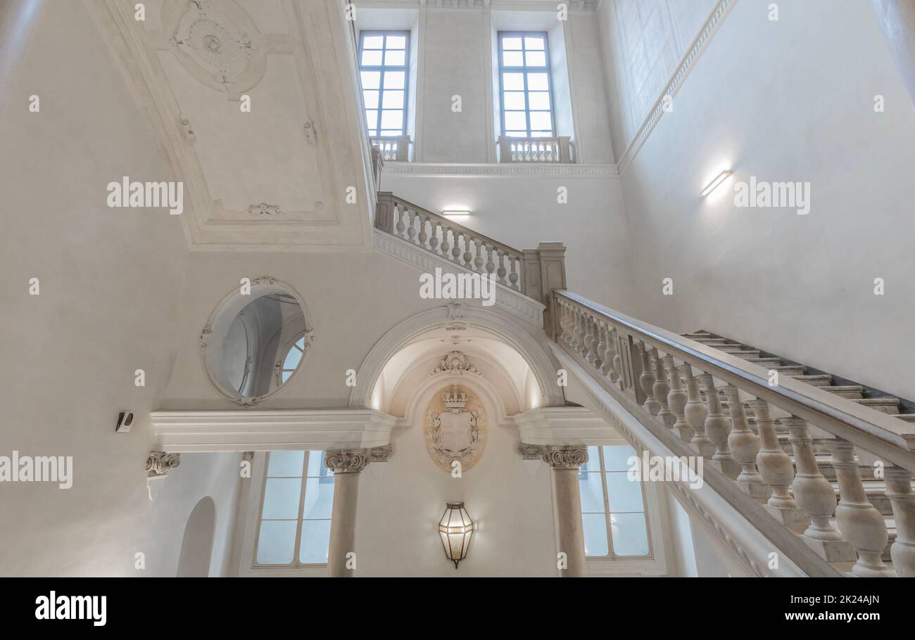 TURIN, ITALY - CIRCA MAY 2021: luxury staircase made of marble in an ...