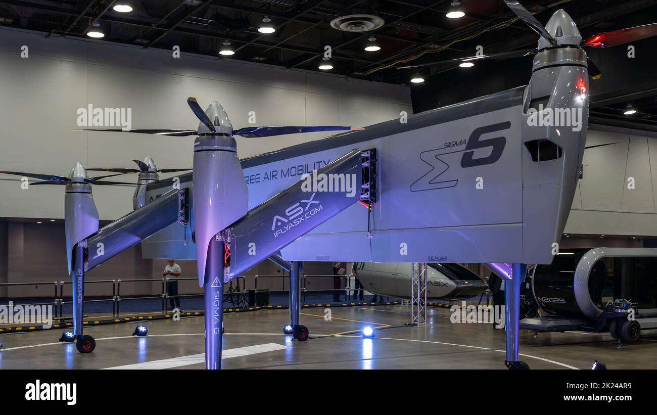 DETROIT, MI/USA - SEPTEMBER 14, 2022: An ASX Sigma-6 eVTOL aircraft at ...