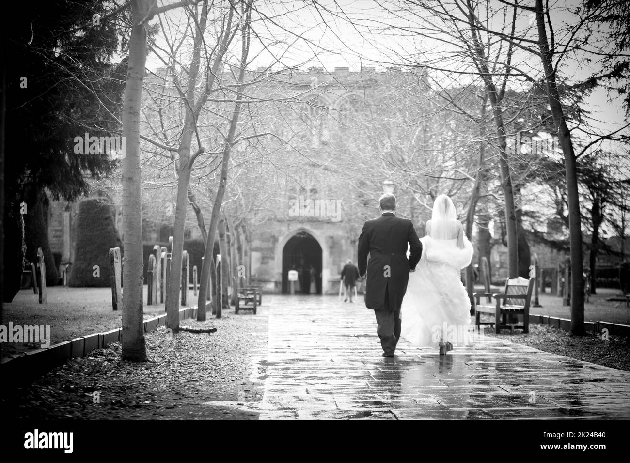 The Bride and her Father walking to church Stock Photo - Alamy