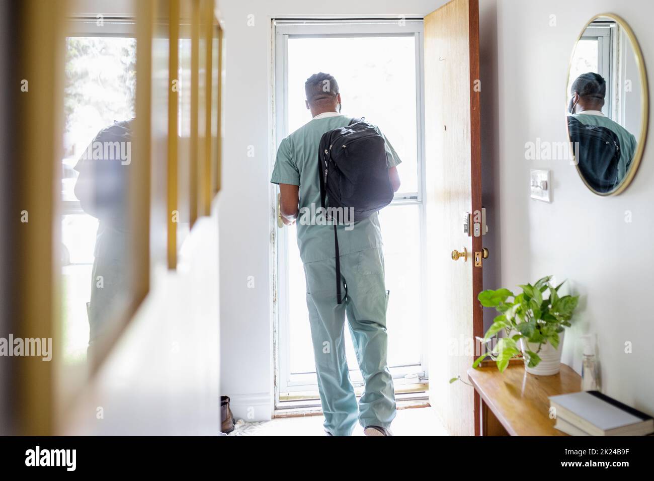 Male leaving home backpack hi-res stock photography and images - Alamy