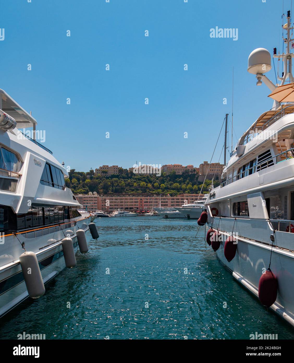 A picture of the gap between two yachts in Port Hercules (Monaco Stock ...