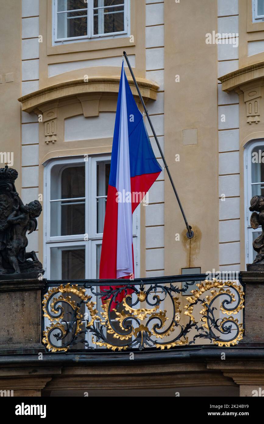 A picture of the Czech Republic flag hanging on a building Stock Photo ...