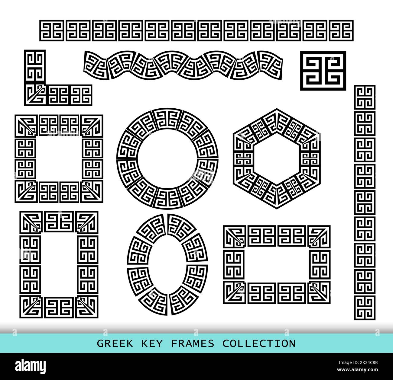 Ancient Greek black frames patterns collection, set of antique borders ...