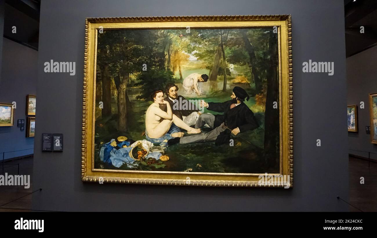 Paris, France - August 29, 2021: Painting by Edouard Manet in Museum d ...