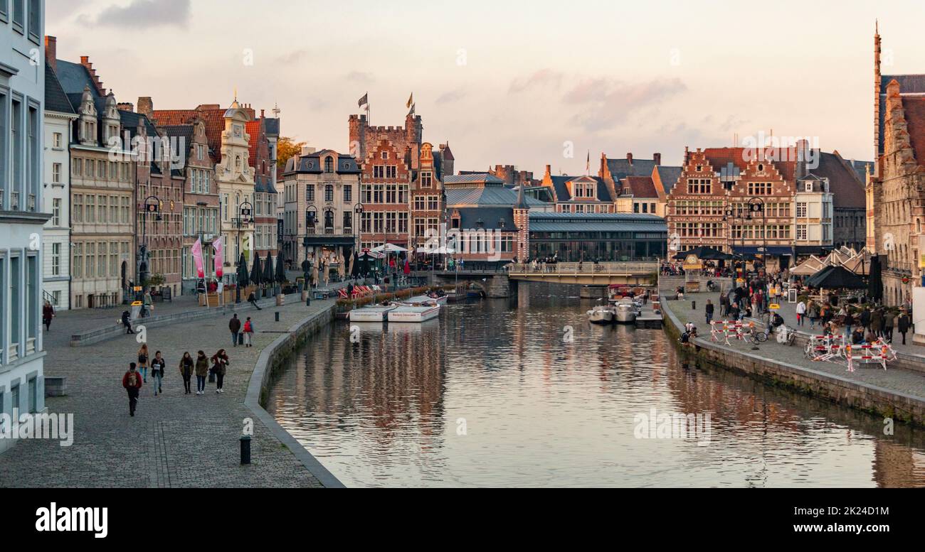 A picture of the city of Ghent in the area around the Leie river Stock ...